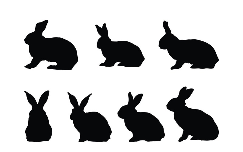 Rabbit silhouette vector collection #332252 - TemplateMonster