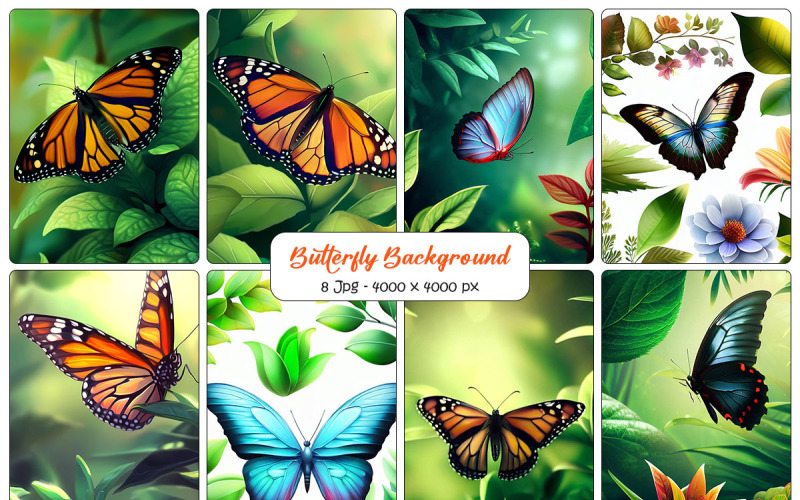 Realistic Butterfly Background and digital paper pack