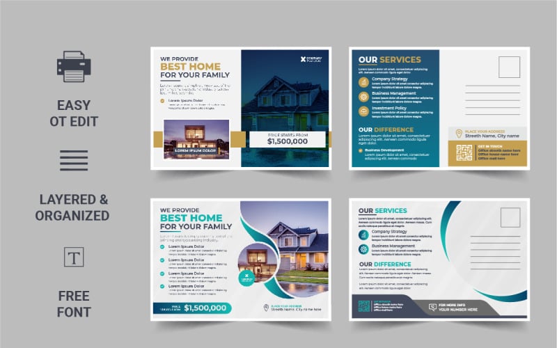 Creative Real Estate Postcard Template, Real Estate or home sale eddm ...