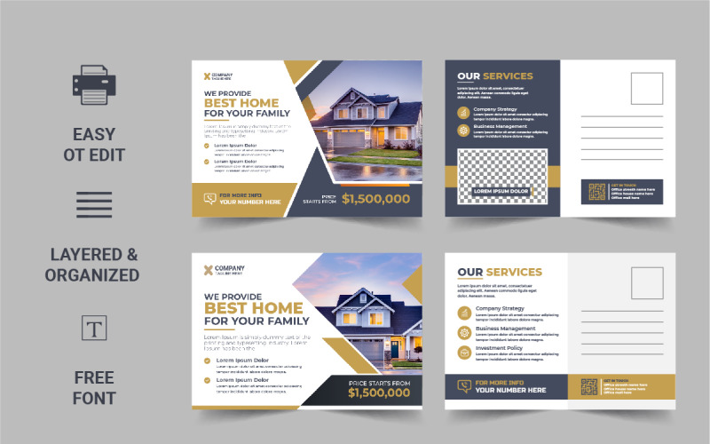 Creative Real Estate Postcard Template, Real Estate or home sale eddm ...