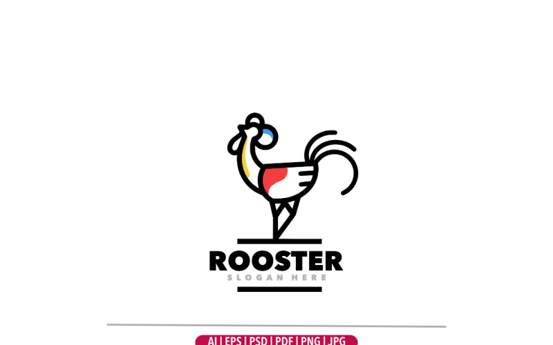 Rooster outline simple logo template - TemplateMonster