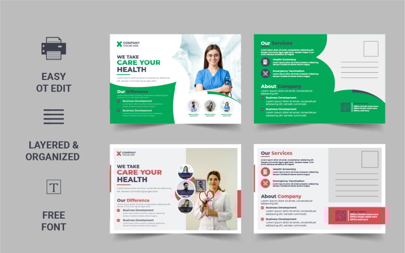 Minimal and creative medical postcard oor healthcare eddm postcard ...