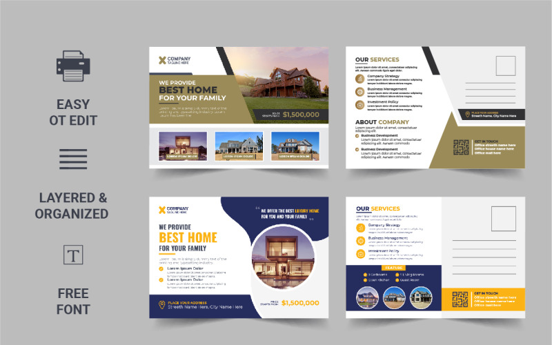 Real Estate Postcard Template, Real Estate or home sale eddm Postcard ...