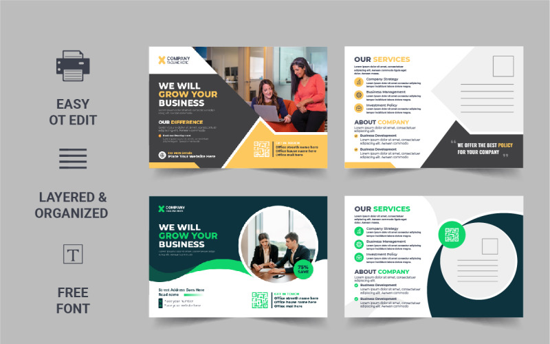 Corporate Postcard Template Design o moderno eddm cartolina Design ...