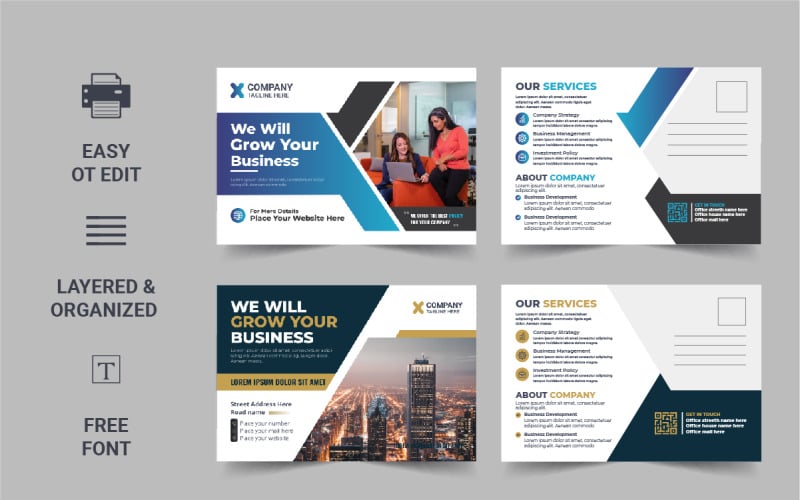 Corporate Postcard Template or modern eddm postcard Design Template Layout