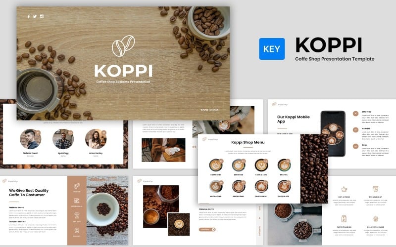Coffee Shop Keynote Templates - Apple Themes for Coffee Club Presentations