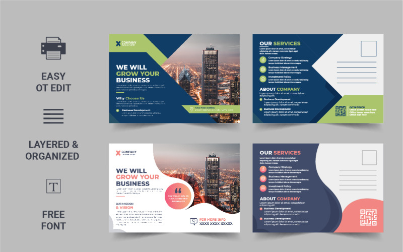 Modern Postcard Template Design Template Design Layout