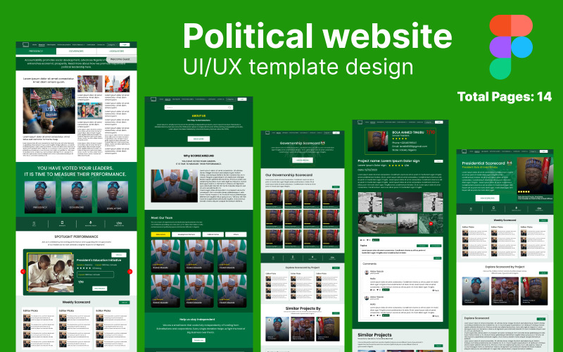 Scorecard – Political Party Template for Figma File with Mobile Responsive