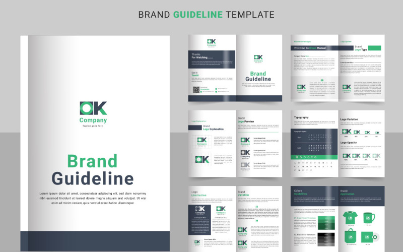 Brand Guidelines template. Brand Identity presentation. Logo Guideline ...