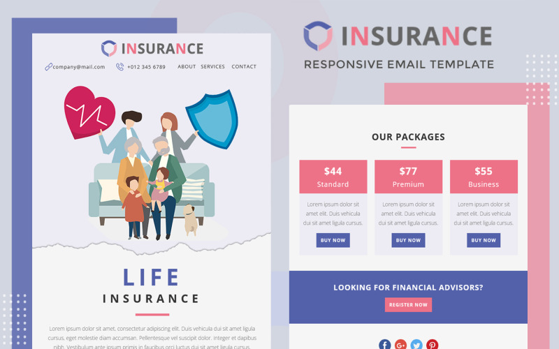 Assurance – Modèle de-mail réactif - TemplateMonster