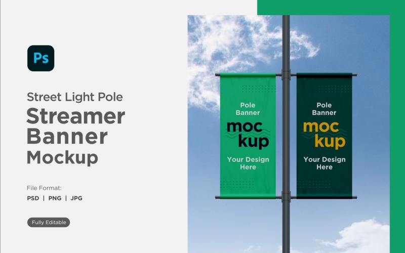 Double Pole Banner Mockup Front View V 25 - TemplateMonster