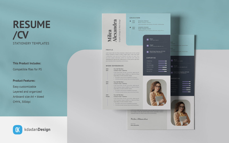 Resume/CV PSD Design Templates Vol 172 - TemplateMonster
