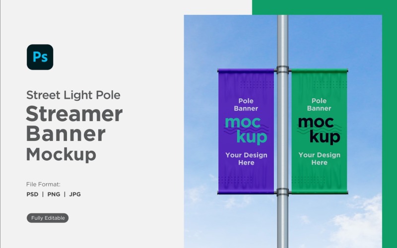 Pole Banner Mockup Front View V 67 #334439 - TemplateMonster