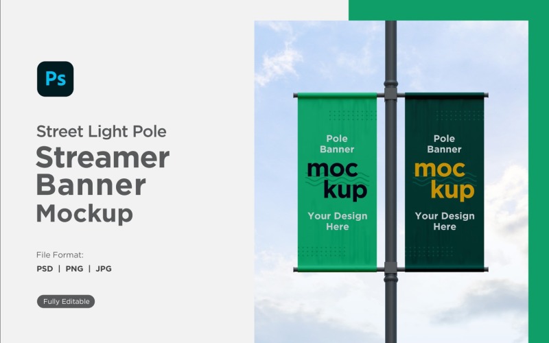 Double Pole Banner Mockup Front View V 99 - TemplateMonster