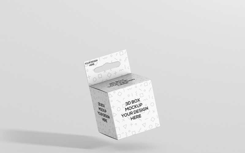 Mini Square Box With Hanger Mockup 2 - TemplateMonster
