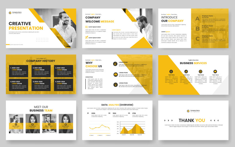 Design de modelo de slides de apresentação de negócios criativos. Use ...