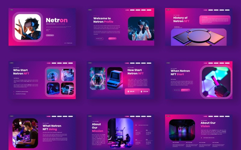 NETRON - Plantilla de Keynote NFT #335084 - TemplateMonster
