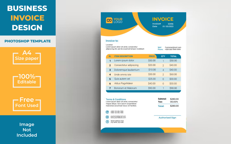 Elegant Corporate Invoice PSD Template: Streamline Your Billing Process ...