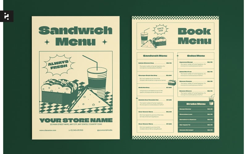 Elegant Green Restaurant Menu #302930 - TemplateMonster