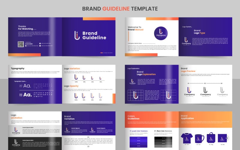 Brand Guidelines template. Brand Identity presentation. Logo Guide Book ...