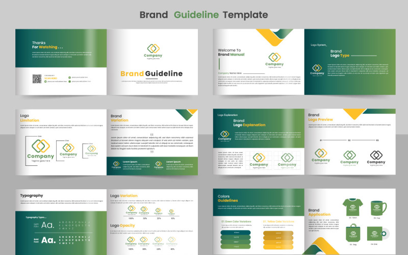 Corporate brand Guidelines template. Brand Identity Logo Guide Book ...