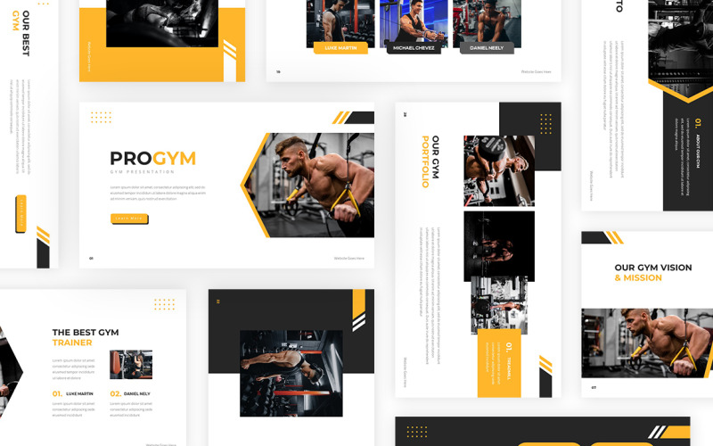 Modèle de diapositives Google Gym Progym - TemplateMonster