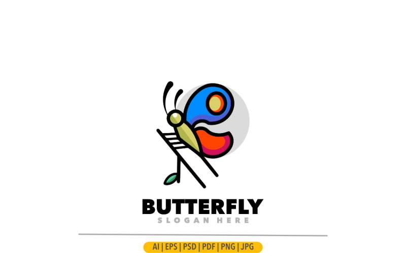 Motyl zarys prostego projektu logo #335730 - TemplateMonster