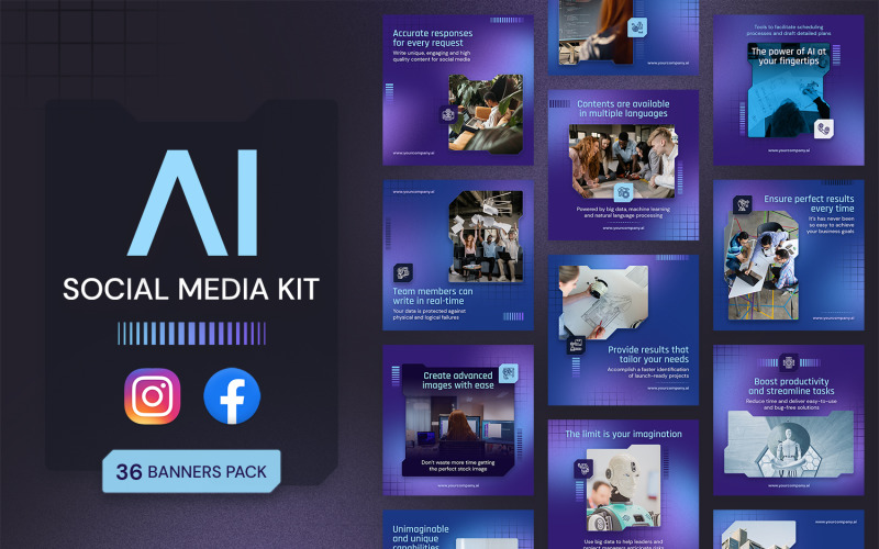 Social Media Kit - Artificial Intelligence - TemplateMonster