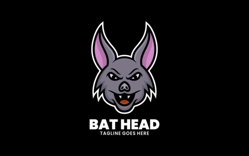 Bat Head Simple Mascot Logo #336176 - TemplateMonster