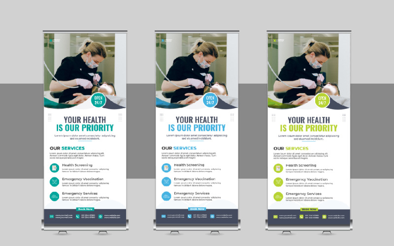 Medical rollup or health care roll up banner template layout