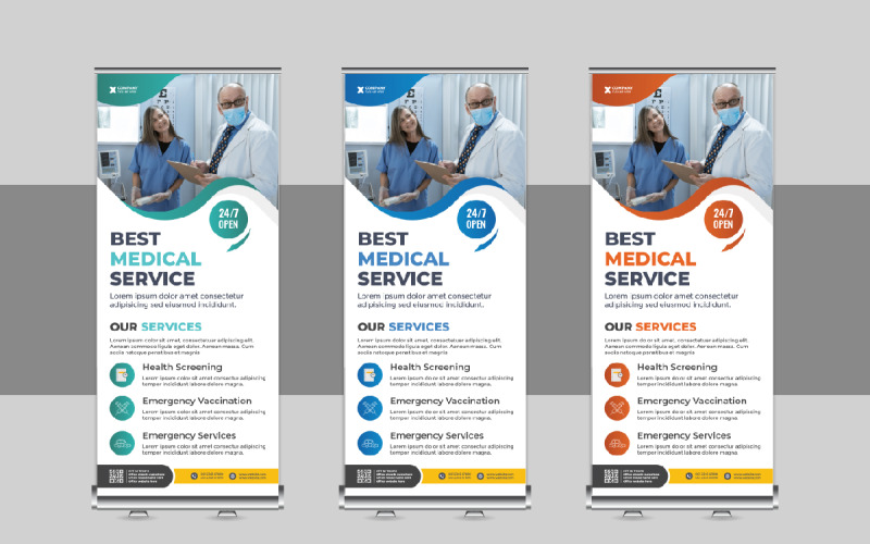 Medical rollup or health care roll up banner template layout