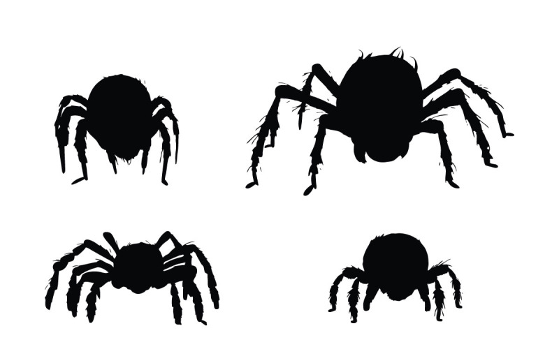 Furry spider sitting silhouette vector - TemplateMonster