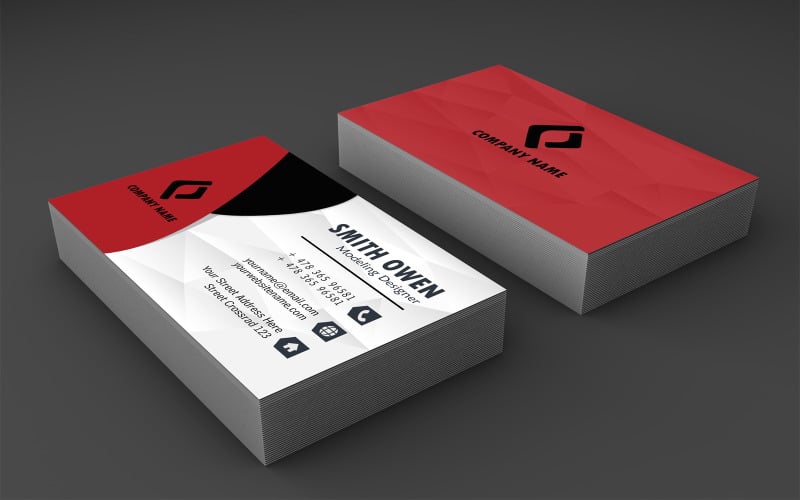Red and Black Business Card Design Template - TemplateMonster
