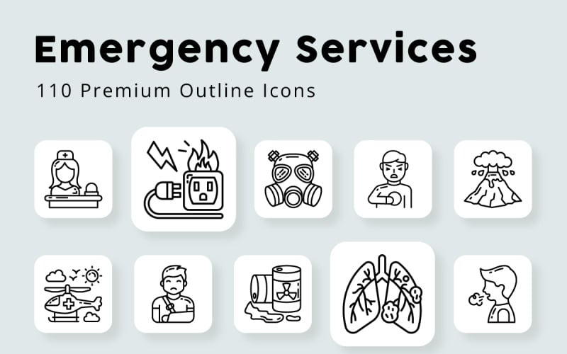 Emergency Services Outline Icons #336881 - TemplateMonster