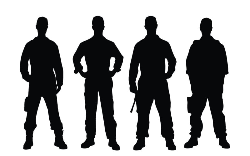 Mechanic man standing silhouette vector - TemplateMonster