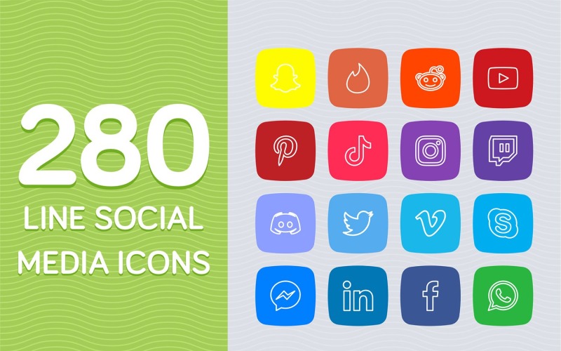Thin Line Social Media Icons #336990 - TemplateMonster