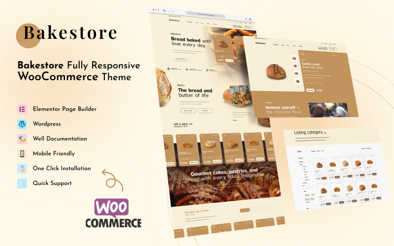 Bake Store - Tema WordPress para Woocomerce de panadería de alimentos