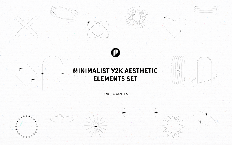 Minimalist Y2K Aesthetic Element Illustration Set