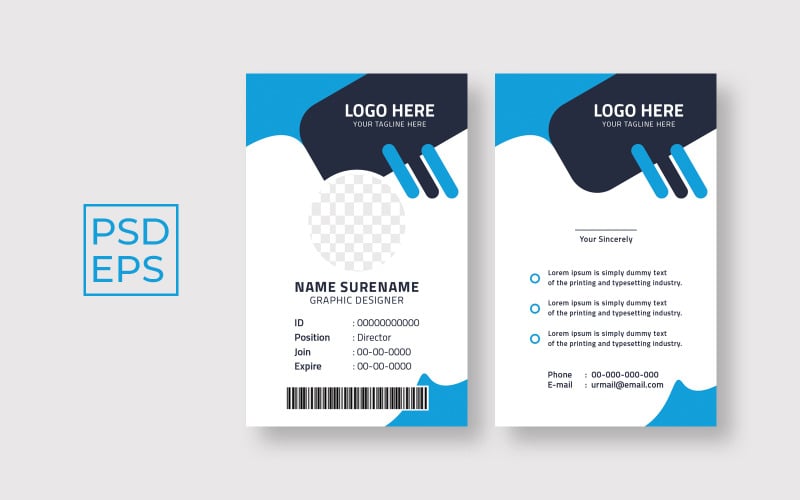 Employee Id Card Template Design #337509 - TemplateMonster