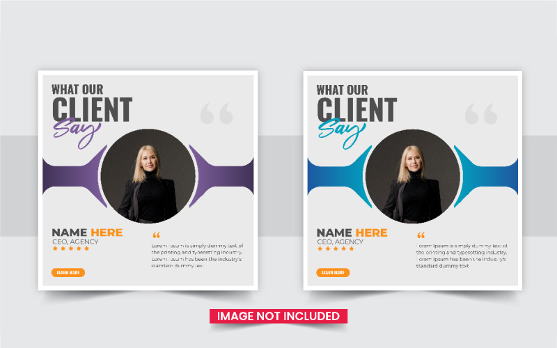 Customer feedback social media post design Layout set