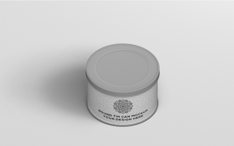 Tin Can - Small Round Tin Can Mockup - TemplateMonster