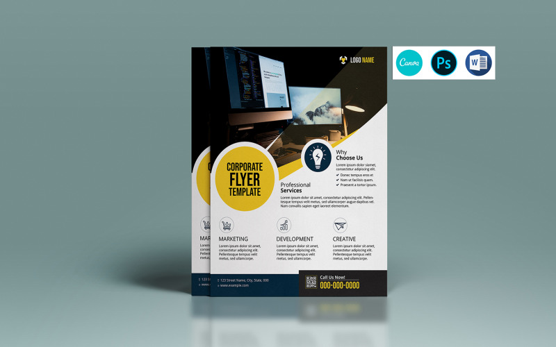 Corporate Flyer, Business Flyer . Ms Word , Photoshop & Canva template