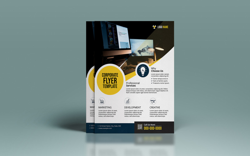 Corporate Flyer, Business Flyer . Ms Word and Photoshop template