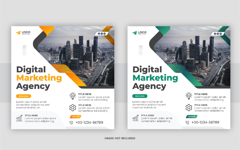Digital marketing post design template set - TemplateMonster