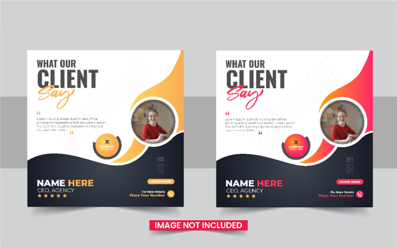 Modern customer feedback social media post design template set