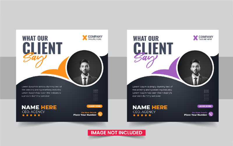 Modern customer feedback social media post template set