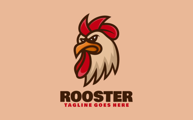 Rooster Simple Mascot Logo 3 #337772 - TemplateMonster