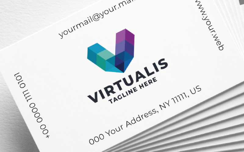 Virtualis Letter V Pro Logo Template - TemplateMonster
