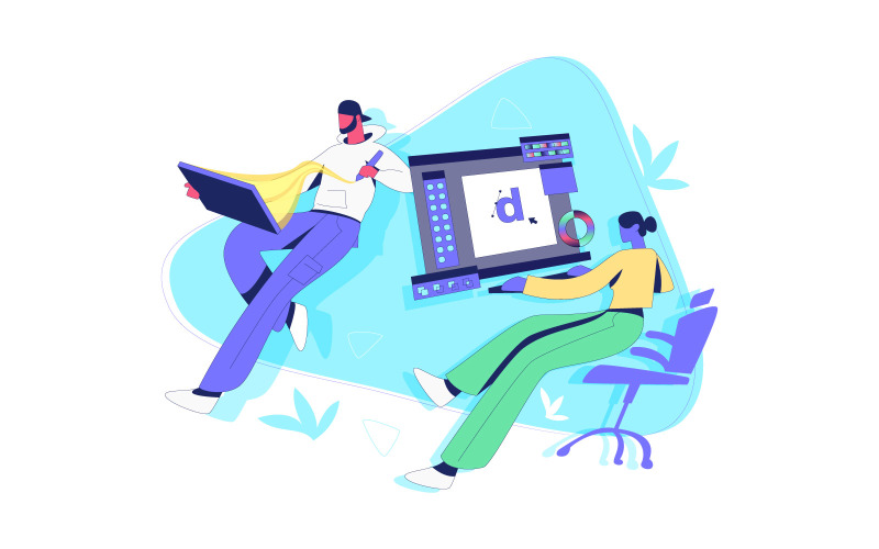 Graphiste Concept Illustration Vecteur Art - TemplateMonster