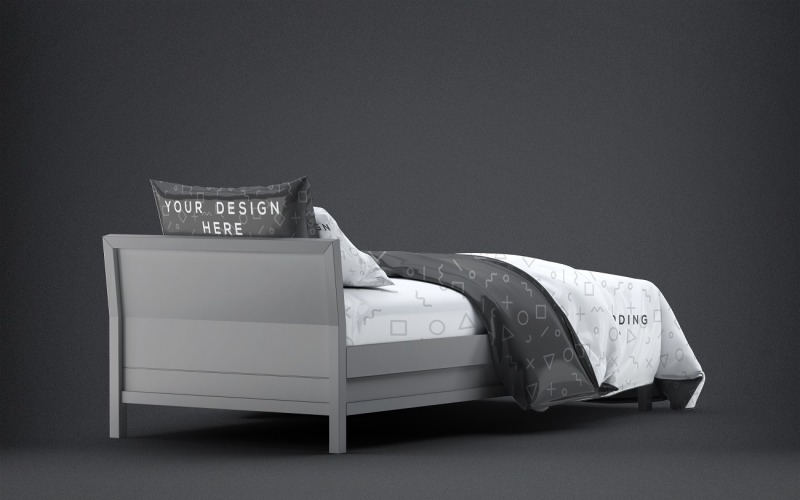 Bed - Single Bedding Mockup 6 #338200 - TemplateMonster
